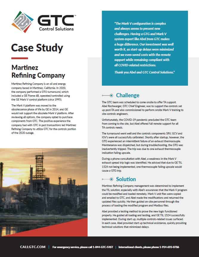 GTCS_MartinezRefiningCompany | Gas Turbine Control Systems | GTC ...